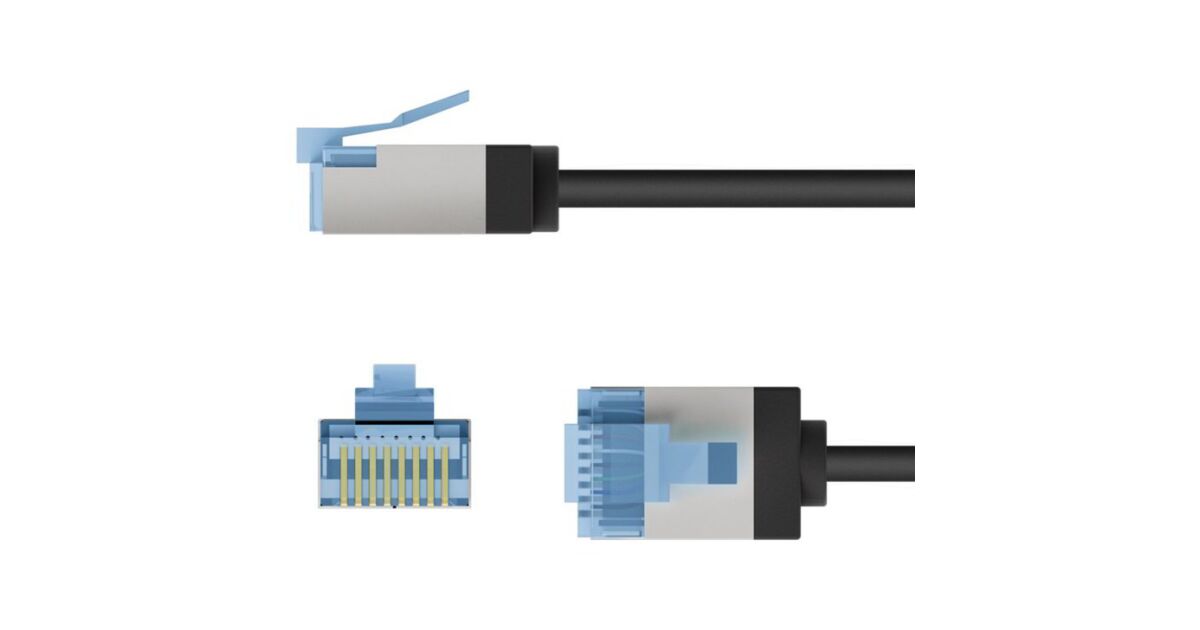 goobay Ultraflexibles U/FTP Cat 8.1 RJ45 Slim Patch kábel 2m - Fekete ...