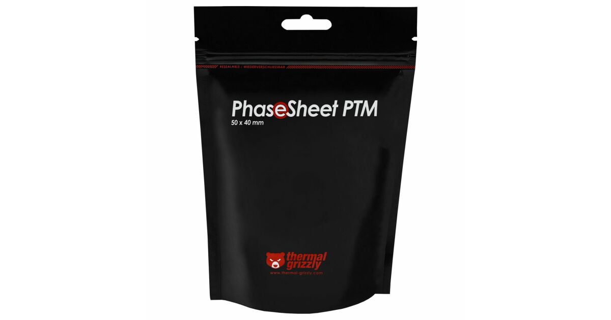 Thermal Grizzly PhaseSheet PTM Hővezető lap 50 x 40 x 0,2 mm | Pepita.hu
