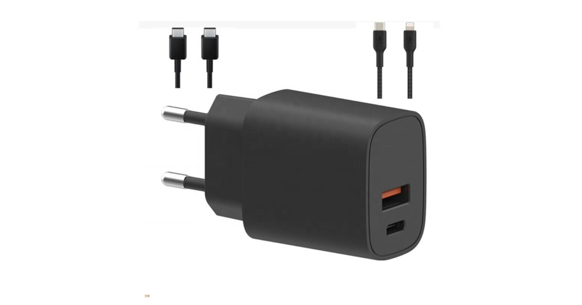 BlackBird Zasilacz sieciowy USB-A / USB-C 25W + Kabel Type-C/Lightning ...