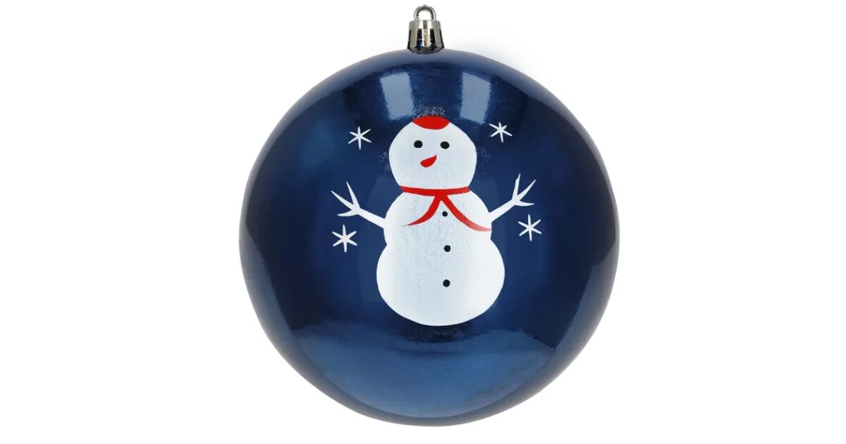 Karácsonyi műanyag gömb dísz szett, 12 cm, 4 db, kék-fehér, törhetetlen ...