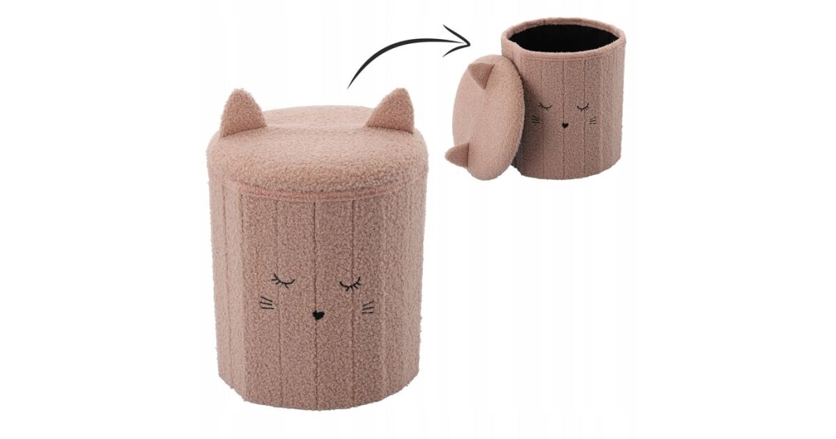 Taburet pentru copii, pliabil cu spatiu depozitare, 80kg, 28x34 cm, roz ...