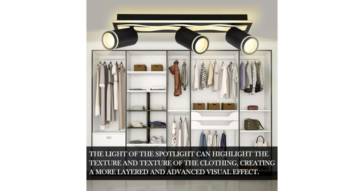 Lampă de tavan LED reglabilă, reflector rotativ modern, negru, lumină ...