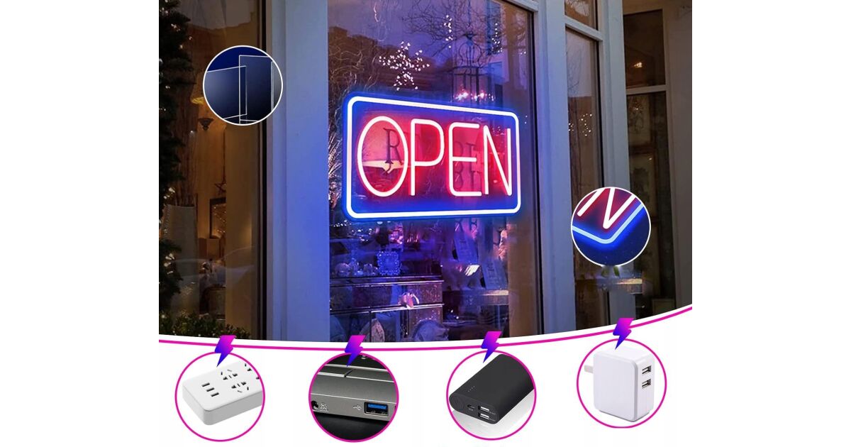 NEON LED FELIRAT NYITVA ÜZLET, KÁVÉZÓ, BÁR, USB FÜGGŐK SZÁMÁRA | Pepita.hu