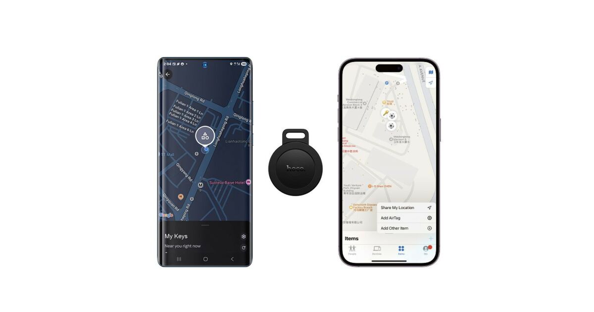 Hoco E101 fekete, Apple Find My és Google Find My Device kompatibilis ...