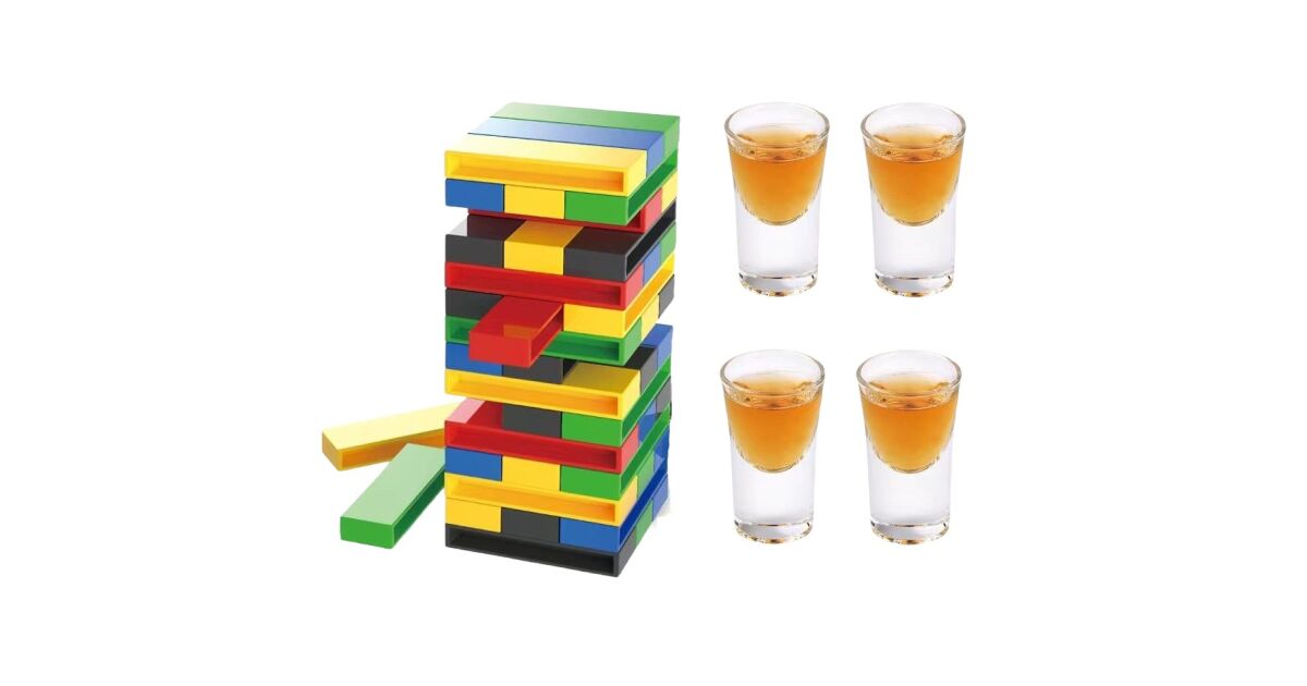 Lichidare Joc de Baut Flippy, Turn Jenga din Plastic, cu 4 Pahare de ...
