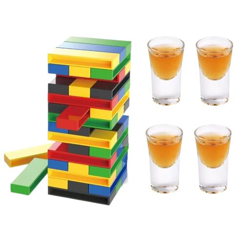 Lichidare Joc de Baut Flippy, Turn Jenga din Plastic, cu 4 Pahare de ...