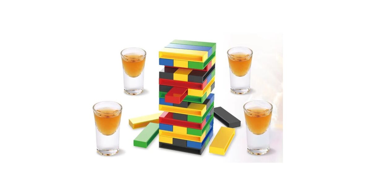Lichidare Joc de Baut Flippy, Turn Jenga din Plastic, cu 4 Pahare de ...