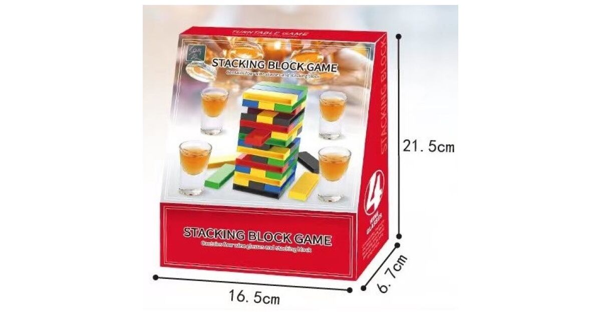 Lichidare Joc de Baut Flippy, Turn Jenga din Plastic, cu 4 Pahare de ...