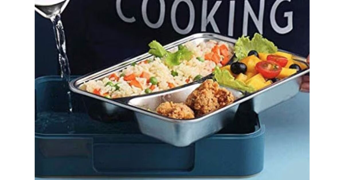 Caserola termica compartimentata din inox pentru copii cu lingurita ...
