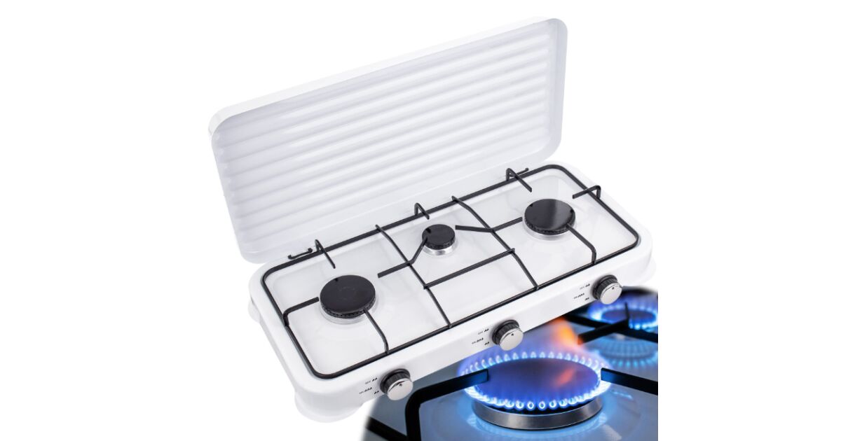 Aragaz portabil cu 3 ochiuri model 2855 alimentare butelie ALB | Pepita.com