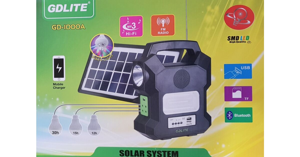 Kit solar GD-Lite 1000A dotat cu dispozitive USB cu 4 becuri LED ...