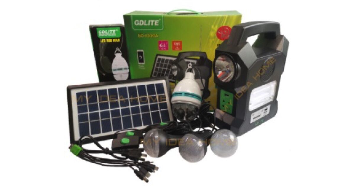 Kit solar GD-Lite 1000A dotat cu dispozitive USB cu 4 becuri LED ...