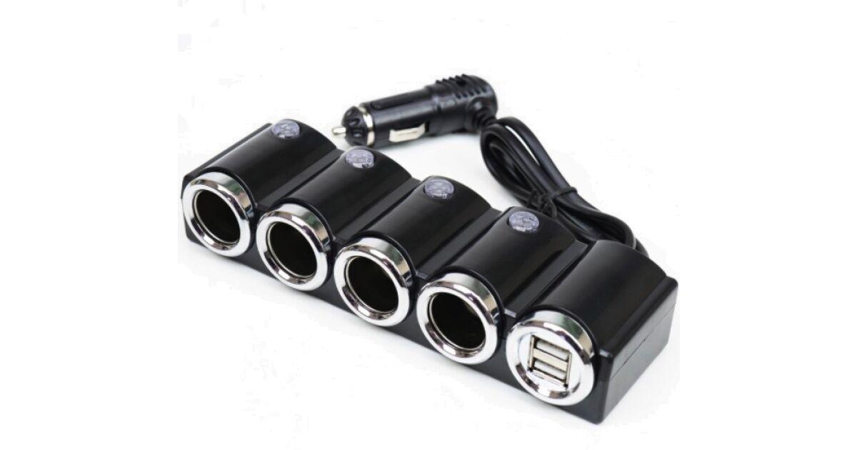 Priza auto 1504 cu 6 intrari 12V In-Car negru MULTIPLICATOR | Pepita.com