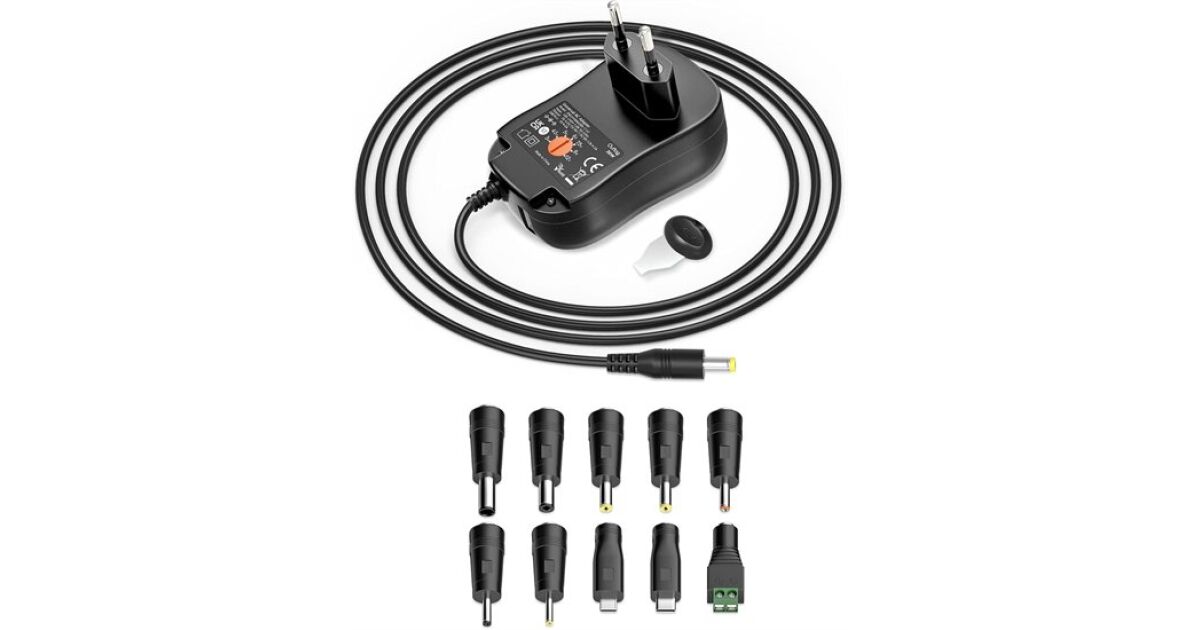 Outtag 36W univerzális AC adapter /5-12V 3A, 10 fej/ | Pepita.hu