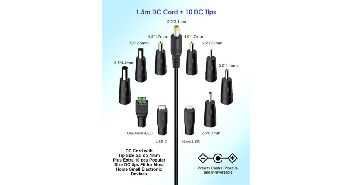 Outtag 36W univerzális AC adapter /5-12V 3A, 10 fej/ | Pepita.hu