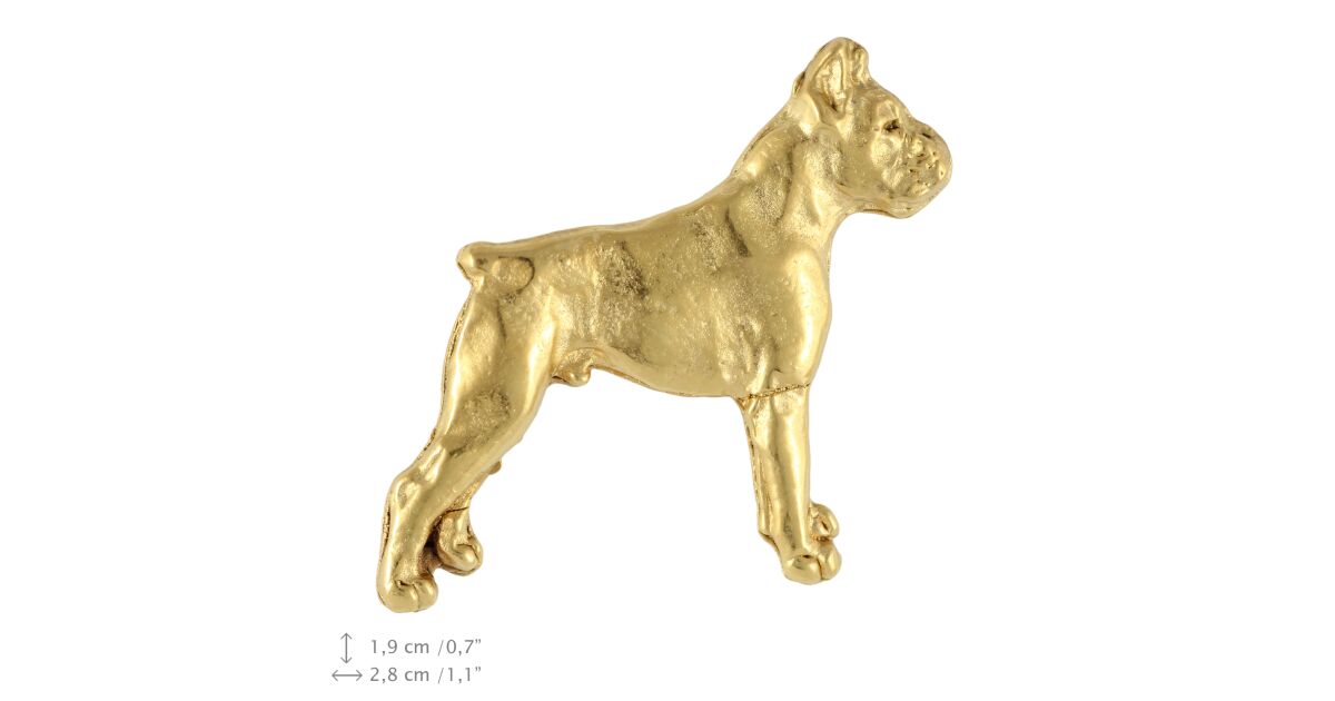 Boxer, Boxer II - kutya bross díszes dobozban, elegáns aranyozott ...