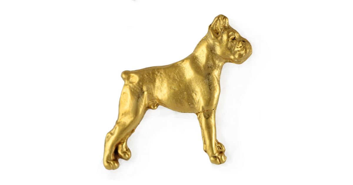 Boxer, Boxer II - kutya bross díszes dobozban, elegáns aranyozott ...