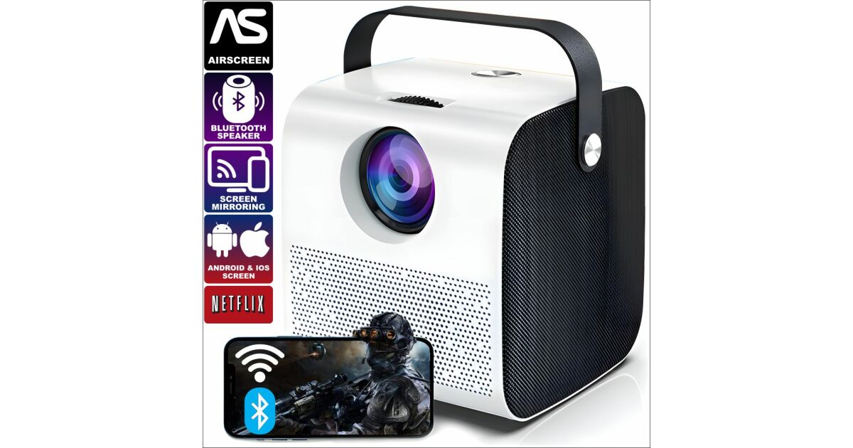 Przenośny mini projektor wideo, WiFi, Bluetooth, HDMI, rozdzielczość ...