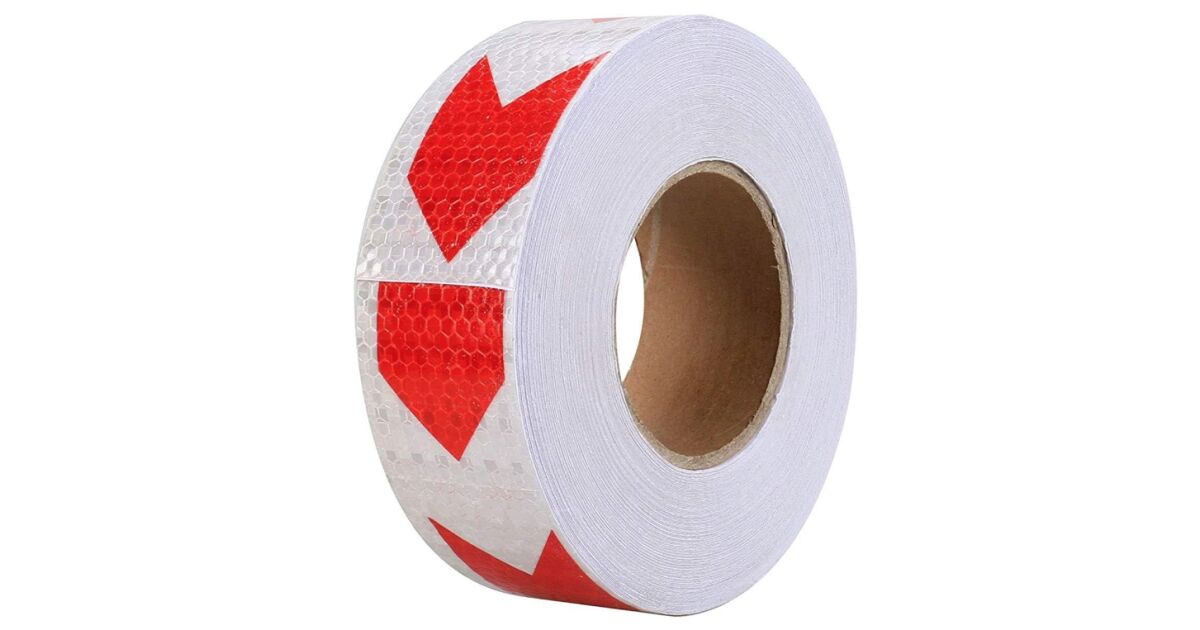 Banda reflectorizanta ALBA cu sageata ROSIE tip fagure rola 25m x 5 cm ...