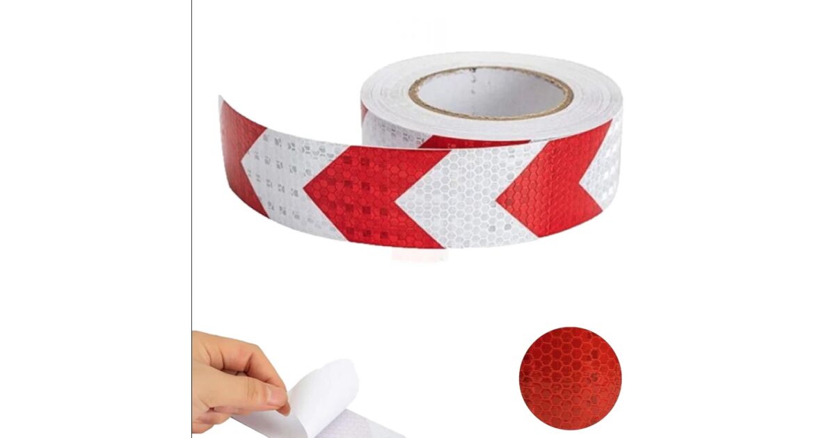 Banda reflectorizanta ALBA cu sageata ROSIE tip fagure rola 25m x 5 cm ...