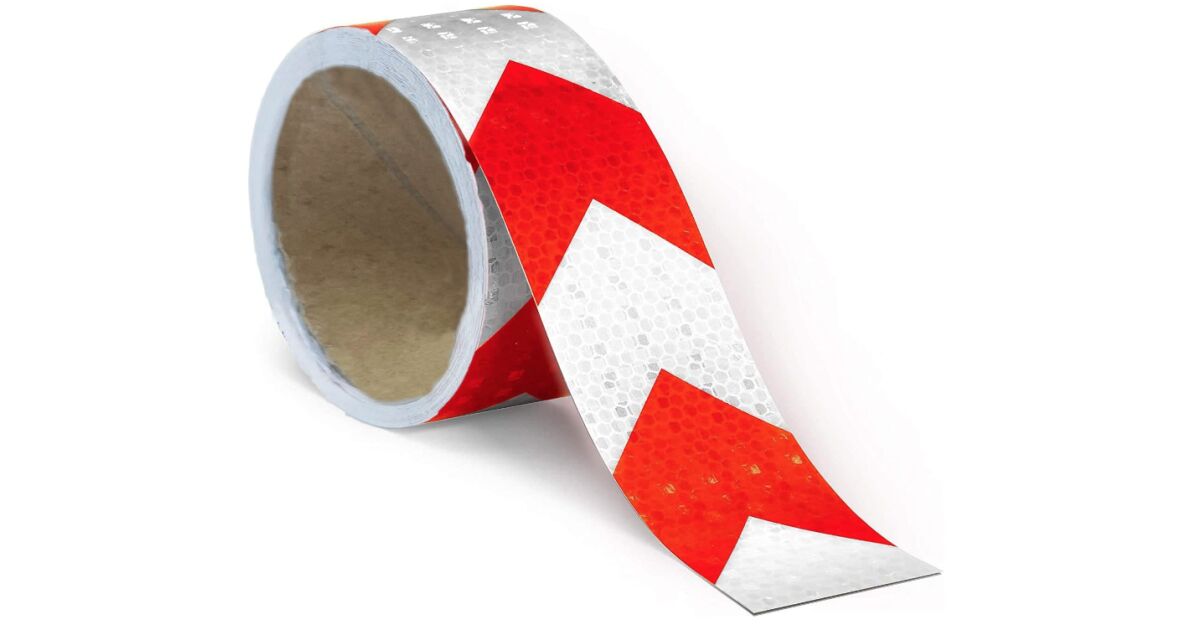 Banda reflectorizanta ALBA cu sageata ROSIE tip fagure rola 25m x 5 cm ...