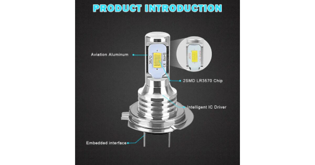 Set 2 becuri LED AUTO H7 3570 XL de ceata putere 80W 4000 lumeni ...