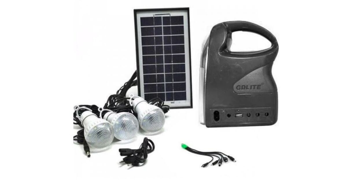 Kit solar GDLITE GD-7 PREMIUM 3 becuri, lanterna inclusa + usb ...