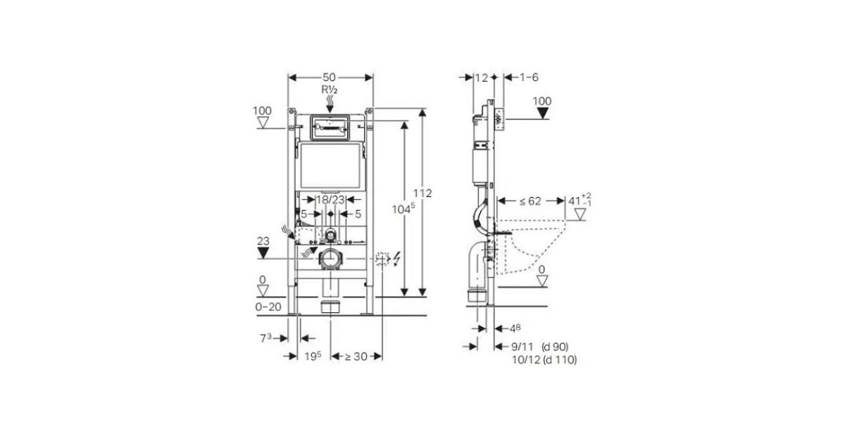 Set rezervor WC cu cadru incastrat Geberit Duofix cu set fixare si ...