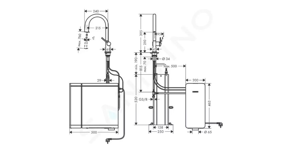Set crom periat Hansgrohe Aquittura Select M91 SodaSystem 210 sBox cu 1 ...