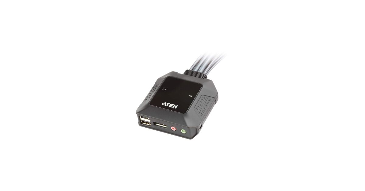 ATEN CS22DP 2-Port USB DisplayPort Cable KVM Switch with Remote Port ...