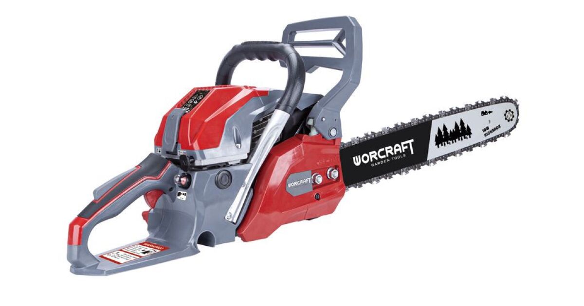 Benzinmotoros láncfűrész, Worcraft GCS52-20D, piros/szürke/fekete, 2200 ...