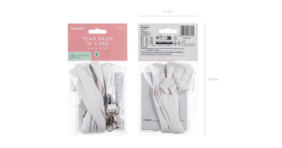 Menyasszonyi csapat azonosító jelvénye, 8,7x12,5 cm (1 csomag / 4 db ...