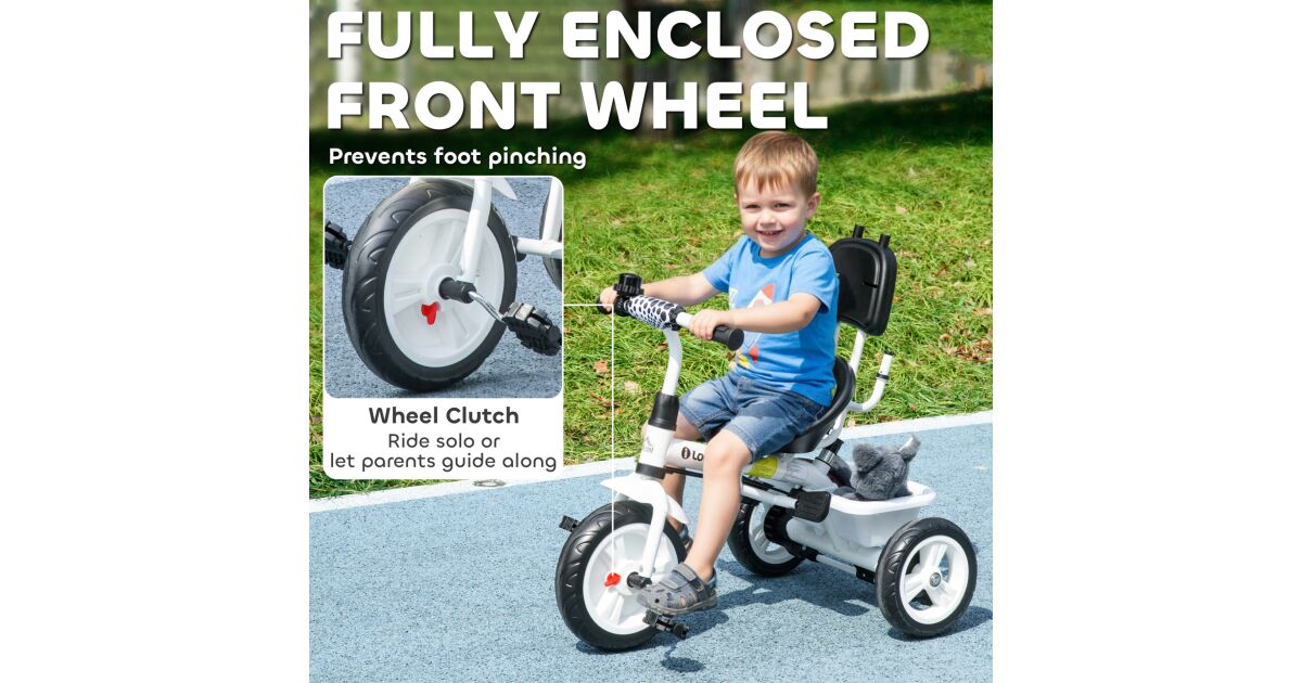 HOMCOM Gyerek Tricikli Tolófogantyúval, Napellenzővel, Biztonsági ...