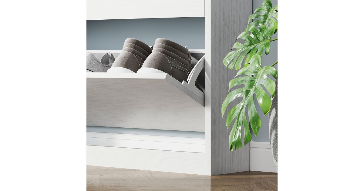 HOMCOM Slim szekrény 3 összecsukható fiókkal és alsó kivágással, fa ...