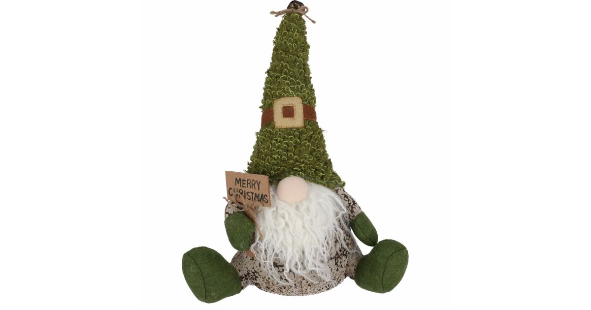 Decoratiune Craciun, pitic cu barba, verde, 38 cm | Pepita.com
