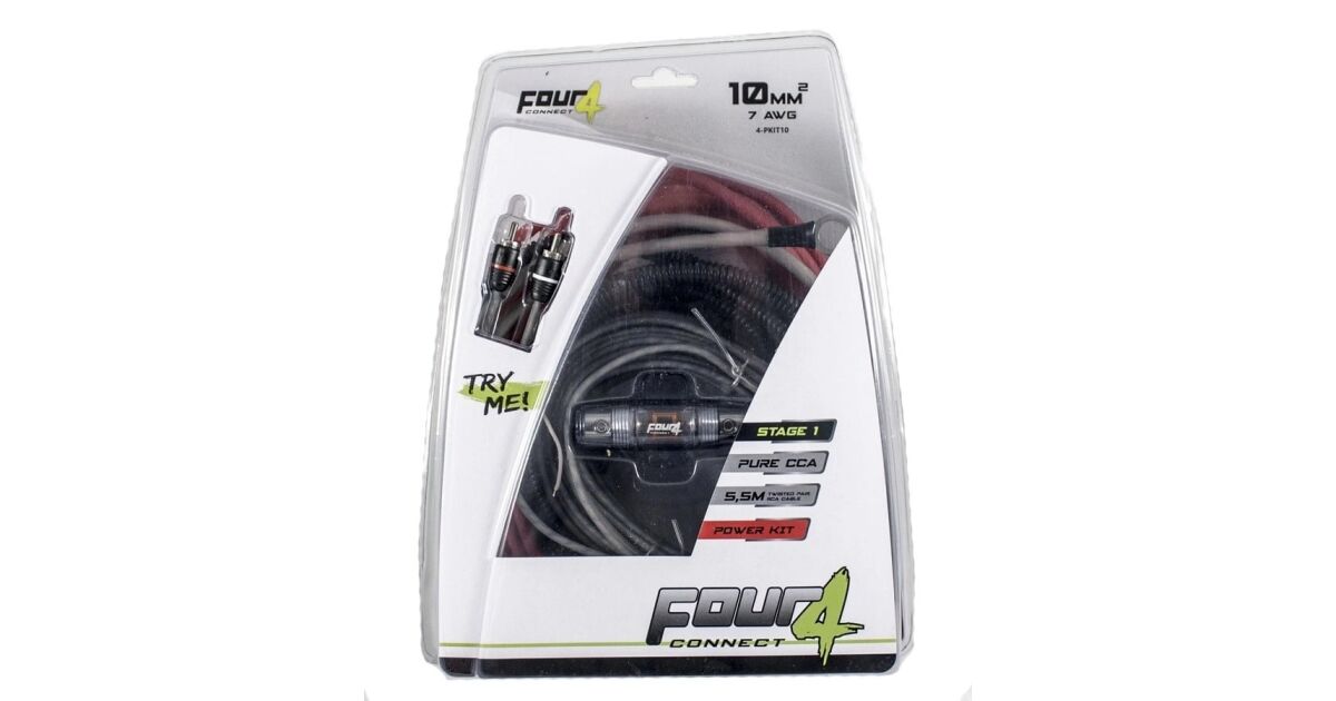 Kit cablu alimentare Four Connect,4-PKIT10, Stage1, 8 AWG (10 mm2 ...
