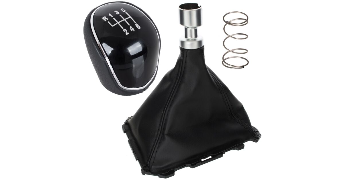 Ford Focus Mk3 FL 14-18 váltógomb FEKETE ECO BŐR + FEKETE + gumiharang ...