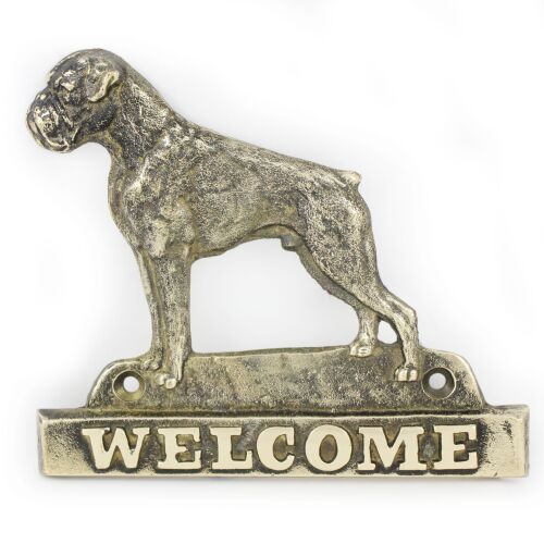 Boxer, Boxer I - ajtótábla kutyával, sárgaréz üdvözlőtábla, egyedi ...