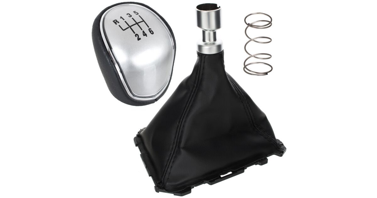 Ford Focus Mk3 11-14 váltógomb FEKETE ECO BŐR + EZÜST + gumiharang ...