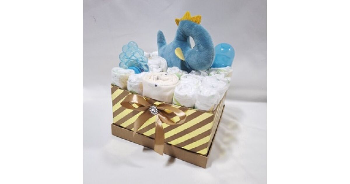 Dino baba box, pelenkatorta 2-5 kg pelenkatorony, babaváró csomag, baba ...