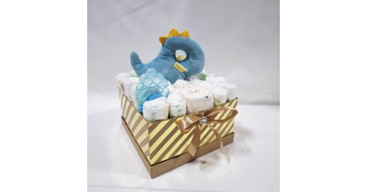 Dino baba box, pelenkatorta 2-5 kg pelenkatorony, babaváró csomag, baba ...