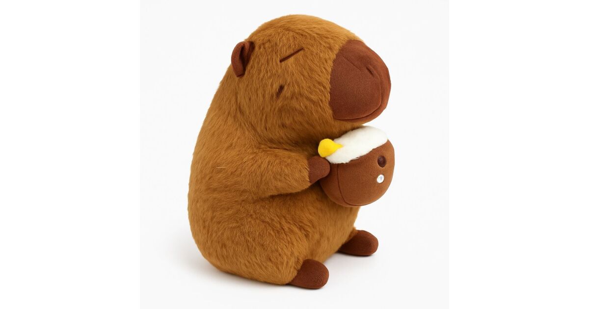 Capybara Plus Jucărie pufoasă de 30 cm cu cană, super moale și ...