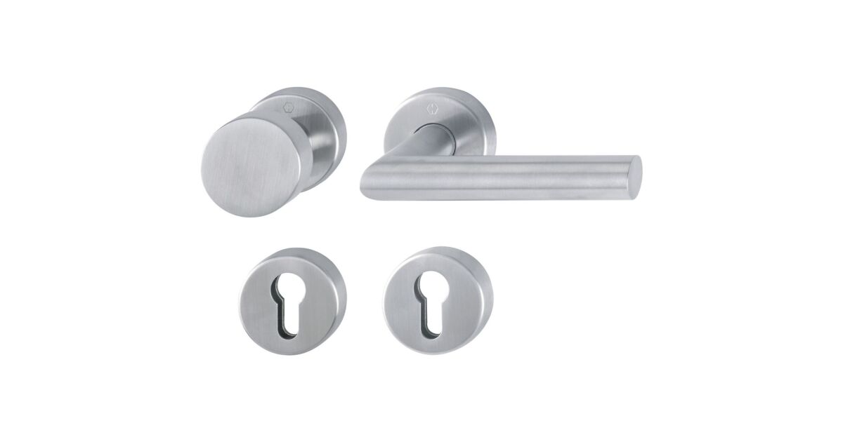 HOPPE AMSTERDAM Fire-Resistant Lever/Lever Set with Roses PZ stainless ...