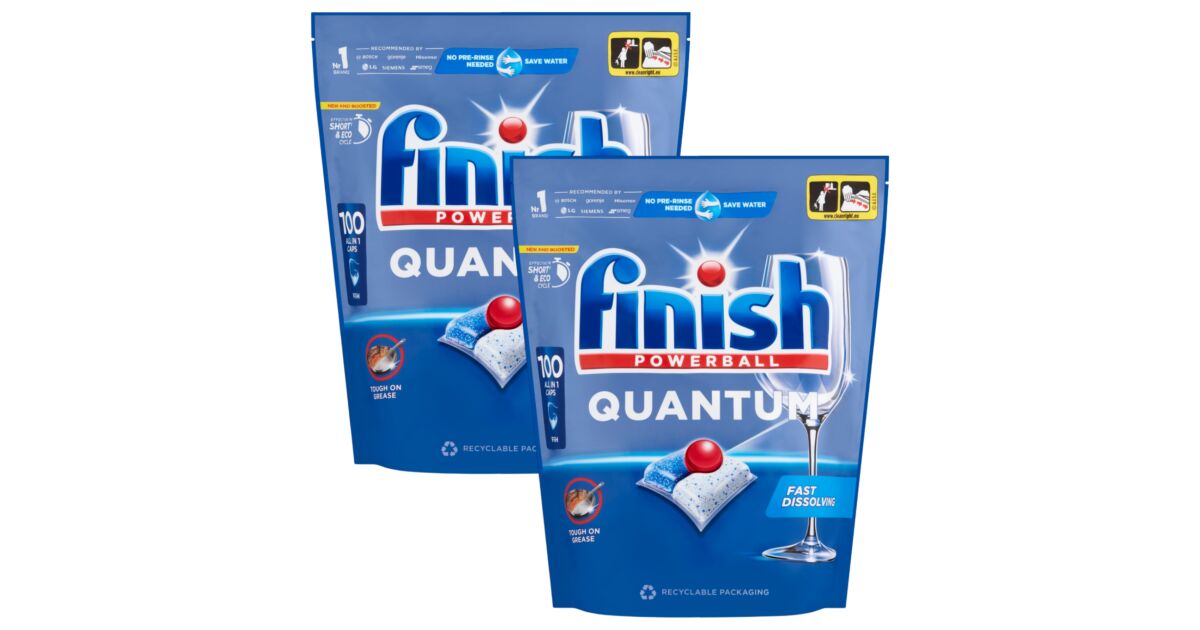 Finish Quantum All in 1 Regular Dishwasher Capsules 2x100pcs + Gift ...