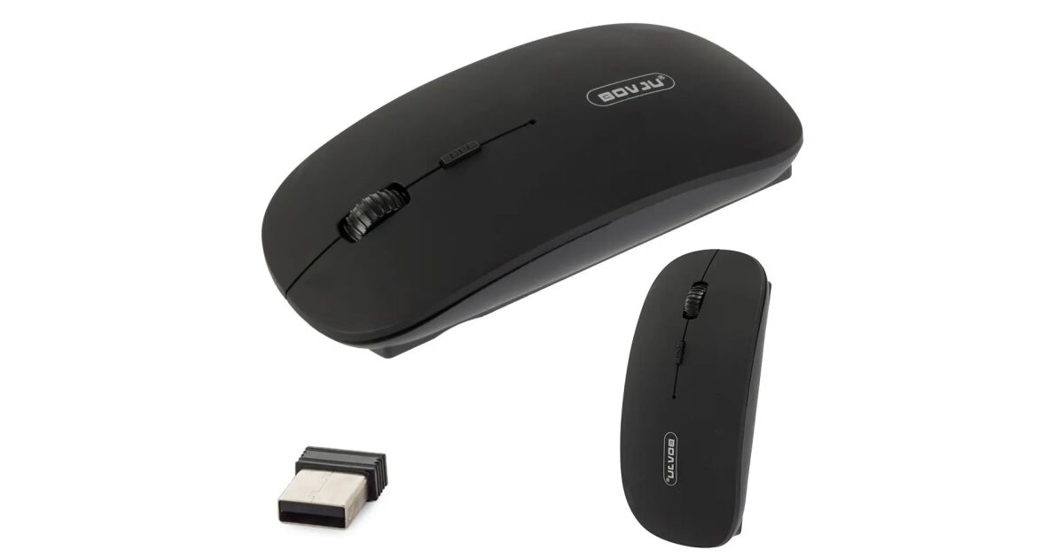 Mouse optic fără fir Slim, Negru, 2,4 GHz, 1600 DPI | Pepita.com