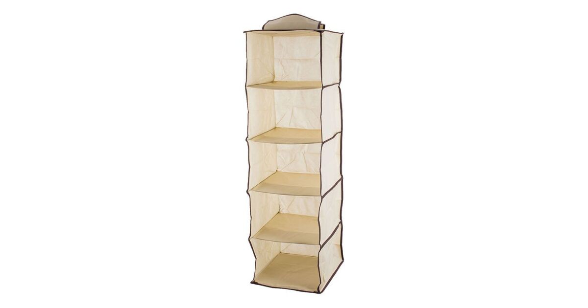 Organizator textil pentru dulap, Beige, cu 5 rafturi, 100 cm | Pepita.com