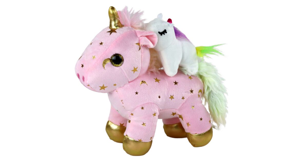 Jucărie de Pluș Unicorn Roz cu Stele și Mecanism Muzical de Adormire ...
