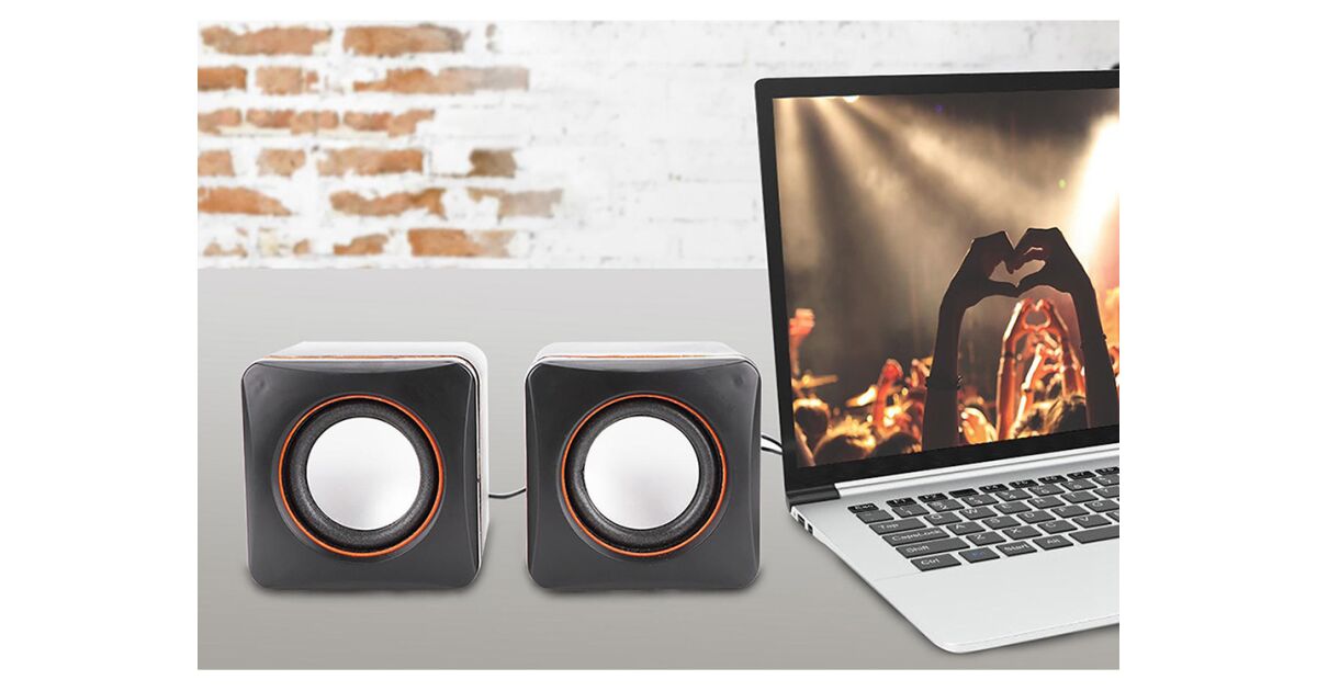 Boxe mini PC negre alimentate prin USB cu conector jack de 3.5mm ...