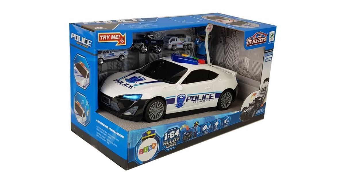 Set de Joc 2 în 1 cu Mașini de Poliție, Garaj și Efecte Luminoase și ...