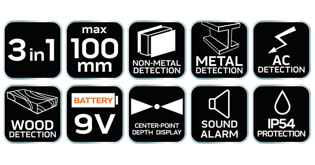 Scaner de perete (detector cabluri, metal, tevi, lemn) 3 în 1, Neo ...